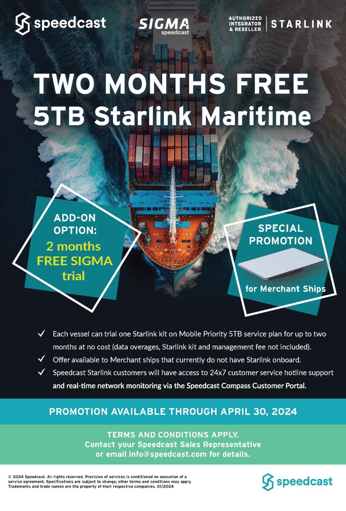 Starlink Maritime Promotion 2024 - Speedcast